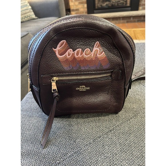 Coach | Bags | Coach Andi Mini Backpack Burgundy With Pink Glitter ...